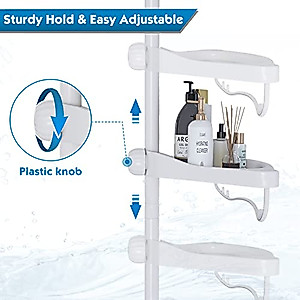 Lilyvane Corner Shower Caddy, 4 Layer Shower Organizer, Rustproof ABS Shower Shelves with Stainless Steel Pole, Drill Free Shower Rack, Large Shower Storage and Shower Caddy Tension Pole,56-125 Inch