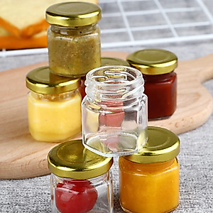 Mcupper 48 Pack 1.5oz Hexagon Glass Jars with Gold Lids, Mini Honey Jars, Small Spice Jars, Jam Jars for Gifts and Wedding Favors