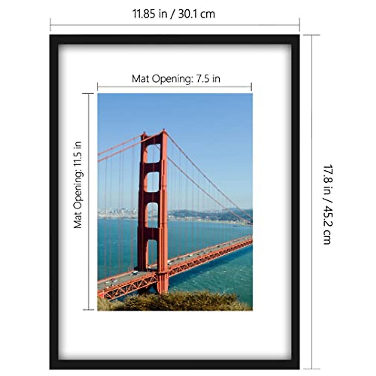 PEALSN 11x17 Picture Frame, Display Pictures 8 x 12 with Mat or 11 x 17 Without Mat for Wall Mounting Display, Photo Frames, Black