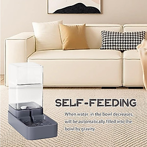 Tokenkuko Automatic Cat Feeder and Water Dispenser with Pet Food Bowl,Gravity Food Feeder and Waterer Dispenser in Set for Small Medium Dog Puppy Kitten Rabbit Bunny Large Capacity(3.3L x 2)