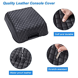 PIMCAR Center Console Cover Compatible with Ford 2015-2020 F150, 2017-2022 F250 F350 F450, 2018-2024 Expedition Interior Accessories Custom PU Leather Armrest Cushion Protector (Bucket Seat Only)