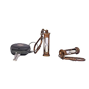 WOANIN Sand Timer Clock Key Ring - Nautical Maritime, Sand Timer Antique Brass Keychain Gift for Women Men