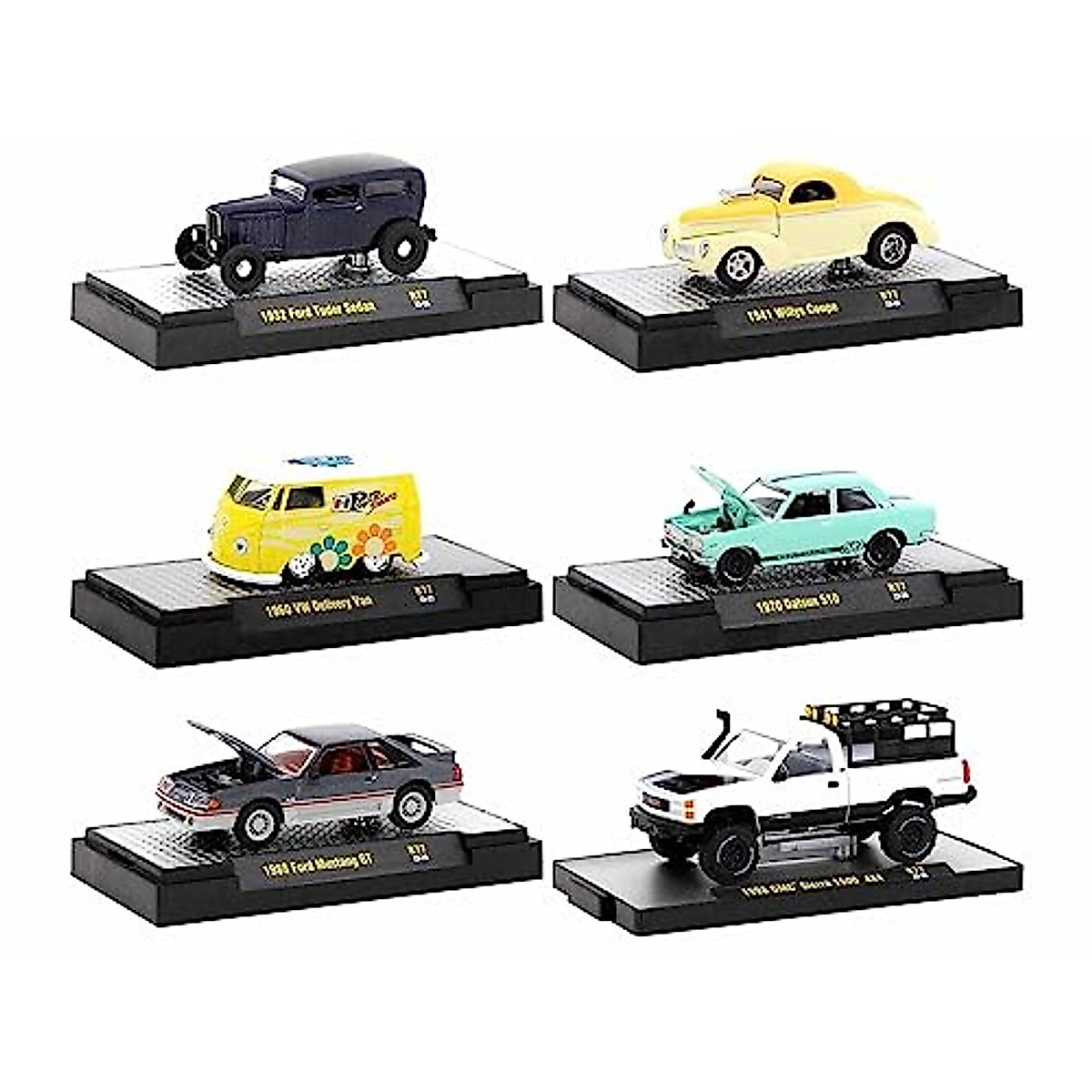 M2 Auto-Thentics 6 Piece Set Release 77 in Display Cases Limited Edition 1/64 Diecast Model Cars Machines 32500-77
