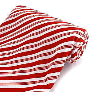 Red Candy Stripes Liverpool Bullet Fabric Textured Knit Jersey 4 Way Stretch - 1 Yard