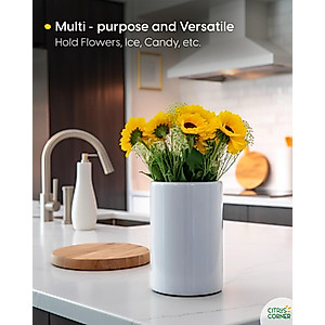 Extra Large Utensil Holder for Kitchen Counter - Ceramic Countertop Utensil Holder for Kitchen Utensils | Kitchen Utensils Holder for Countertop | Includes Microfiber Towel (Utensils Not Included)