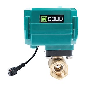 U.S. Solid 3/4" Smart Motorized Ball Valve - Remote App Mobile Control Brass Electrical Ball Valve with Manual Switch, 5V DC USB Connection