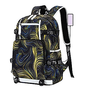 ZHIERNA Boys Backpack with Charging Port, Laptop Backpacks 17 Inch, Water Resistant Daypack Bookbags for College Students (Yellow)