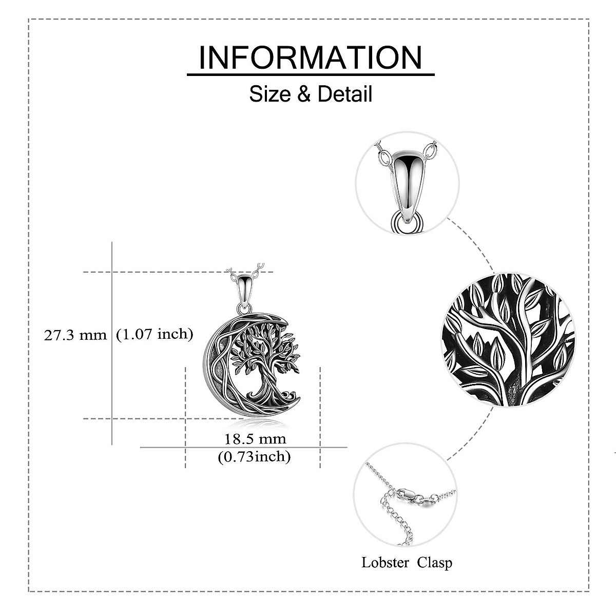 ONEFINITY Tree of Life Urn Necklaces for Ashes Sterling Silver Celtic Knot Moon Tree of Life Cremation Jewelry for Ashes Memory Jewelry for Women Men