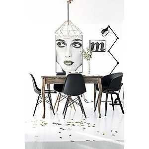 2xhome White - Plastic Molded Bedroom Dining Side Ray Chair with Black Wood Eiffel Dowel-Legs Base Nature Legs No Side