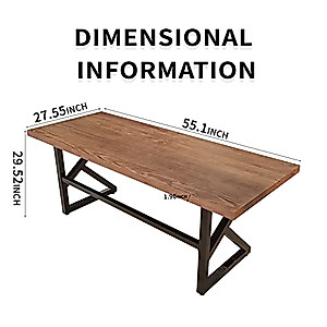 MTMFURFS Solid Wood Desk for Home Office desks Office Table with Extra Thick 1.96" Standing Desk Natural Furniture Simple Study Workstation Brown, 55" D x 27" W x 29" H