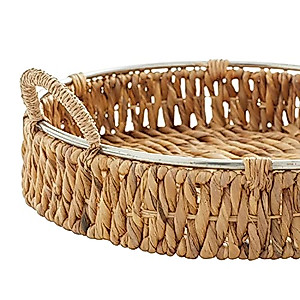 Deco 79 Dried Plant Handmade Woven Tray, Set of 2 18", 20"W, Brown