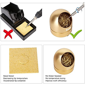 Kaisiking Soldering Iron Tip Cleaner Solder Tip Cleaning Wire and Holder Station Soft Coiled Brass with 3 Pcs Solder Tip Cleaning Wire and 1 Pcs Holder For Cleaning Soldering Irons and Tips