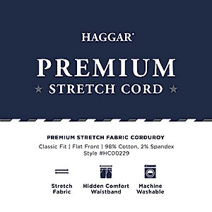 Haggar mens Stretch Corduroy Expandable Waist Classic Fit Flat Front Casual Pants, Dark Grey, 32W x 32L US