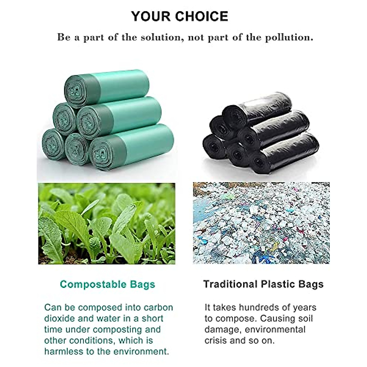 1.2 Gallon Trash Can Liners,125 Counts Drawstring Mini Trash Bags, Strong Small Compostable Trash Bags Small Bathroom Trash Bags for Home Kitchen Office Fit 4.5-5 Liter Trash Can,1-1.5 Gallon (Green)