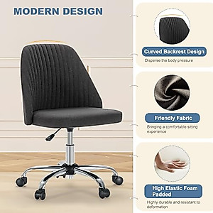 Office Chair, Desk Chair, Small Desk chairs with wheels Cute Vanity Swivel Chair with Back Mid Century Modern Armless Home Office Desk Chairs Task Chair for Bedrooms, Office, Dressing Room, Study