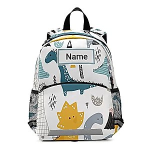 Custom Kid's Name Cute Toddler Backpack Personalized Dino in Scandinavian Style Mini Bag for Baby Girl Boy Age 3-7