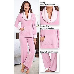 PajamaGram Women's Pajamas Super Soft - Fleece Pajamas Women, Pink, S, 4-6