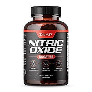 Snap Supplements Nitric Oxide Booster Pre Workout, Muscle Builder, 1500mg L Arginine L Citrulline Formula, Nitric Oxide Supplement for Men, Improve Blood Flow & Circulation (60 Count)