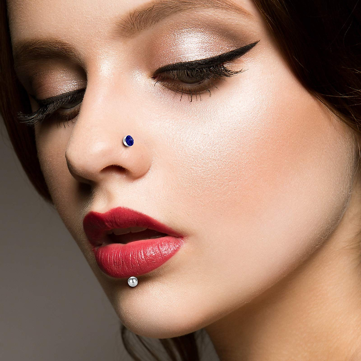 Hicdaw Nose Rings, 60 Pcs Nose Rings for Women 20G Nose Studs Hoop Jewelry Surgical Steel Nose Ring (Silver)