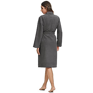 Orrpally Women Kimono Robes Lightweight Terry Cloth Bathrobe Knee Length Bath Robe Grey L