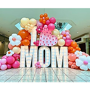 155Pcs Daisy Balloon Arch Garland Kit Macaron Pink Yellow Orange White Heart Balloons with Plum Clip Daisy Shaped Flower for Two Groovy Party Decor Daisy Theme Wedding Birthday Baby Shower