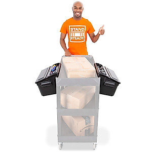 Stand Steady Original Tubstr Utility Cart, Removable Storage Bins, 3 Swivel Casters, 2.5 in Deep Tubs, HDPE Shelves, PVC Legs, Black