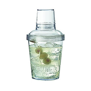 G.E.T. SH-175-1-CL-EC 17.5 Ounces. 3 Piece Shaker Set for Cocktails or Martinis, Clear, Break Resistant Plastic, (Pack of 4)