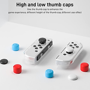 FUNDIARY Dockable Clear Case for Nintendo Switch OLED, PC Protective Cover for Switch OLED with Glass Screen Protector and 8 Thumb Grip Caps, Anti-Scratch Design, Full Protection and Shock-Absorption