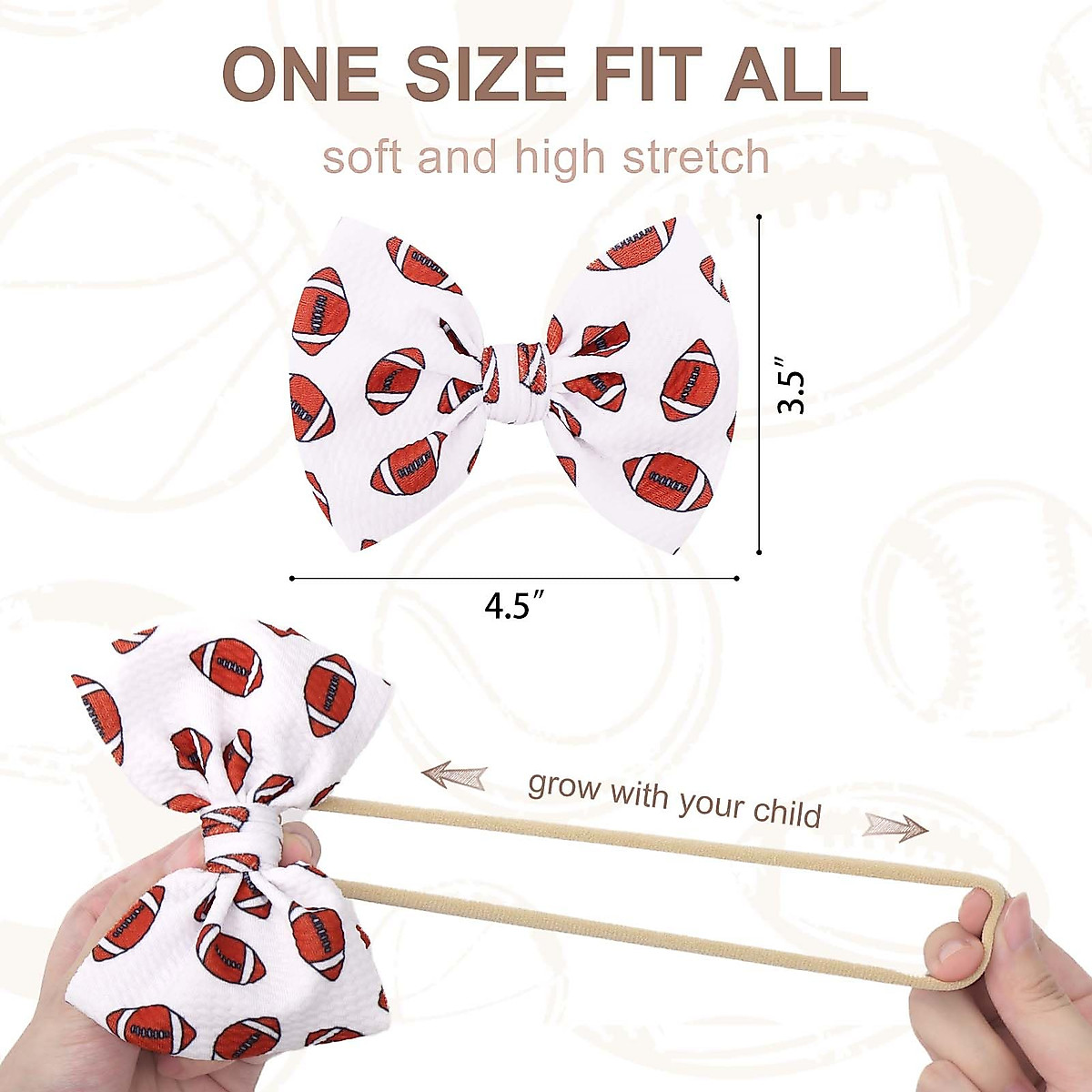 YanJie 3Pcs 4.5" Nylon Hairband for Baby Girls Newborn - Leopard Football Camo Printed Hair Accessories