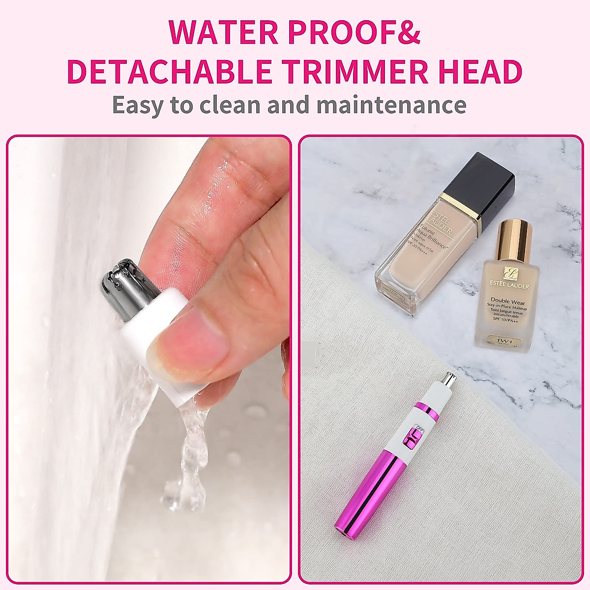 AREYZIN Nose Trimmer for Women Ladies Painless Ear and Nose Hair Trimmer for Men Eyebrow Facial Ear Hair Trimmer Nose Hair Clippers Professional, Waterproof, Dual-Edge Blade, Purple