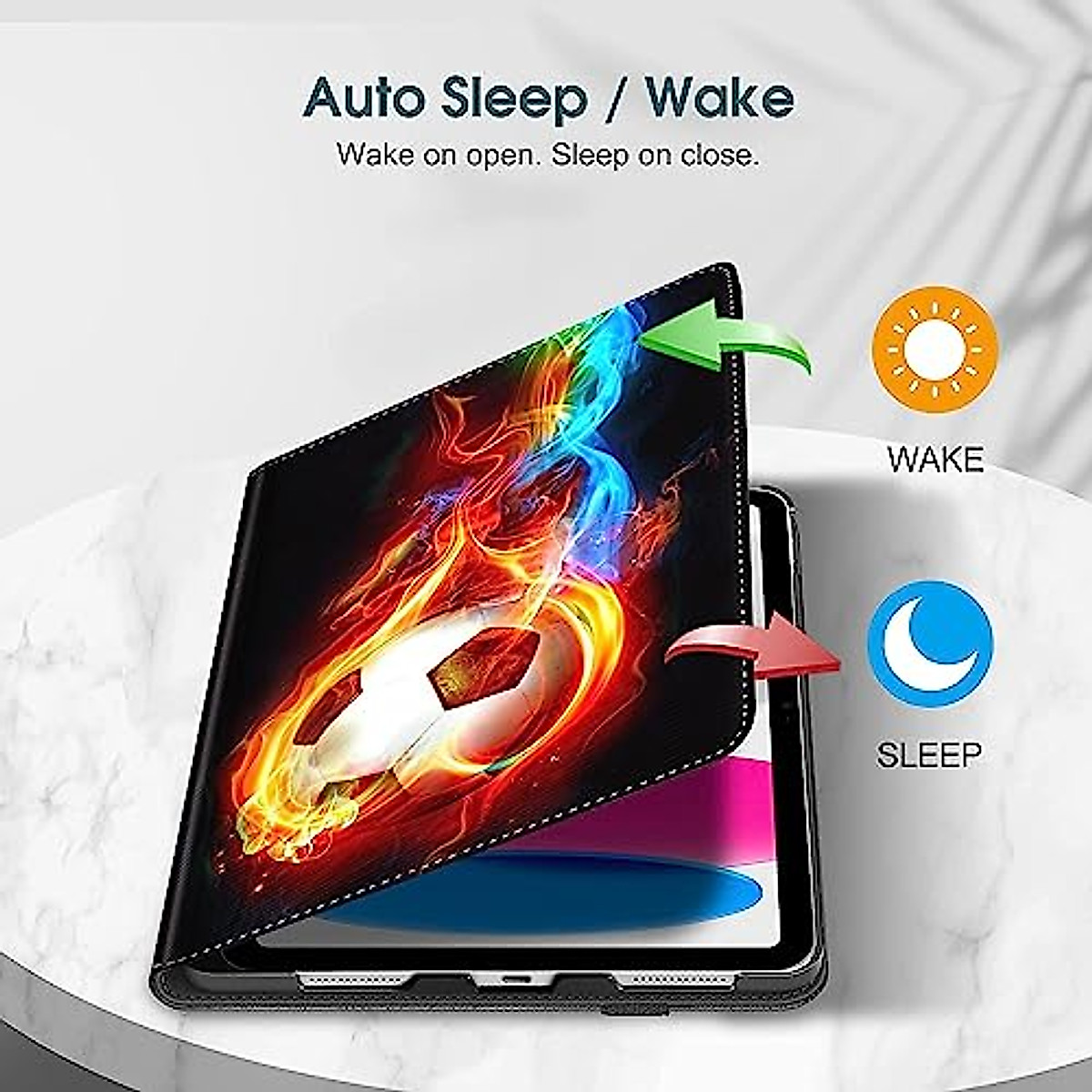 Case for iPad Pro 11 Inch 4th/3rd/2nd/1st Generation 2022/2021/2020/2018, Multi-Angle Smart Stand Cover Auto Sleep/Wake Fit iPad Air 4/5，Color Flame Soccer
