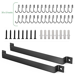 Housolution Kitchen Rail with 15 Hooks, 16 Inch Kitchen Utensil Hanger Utensil Rack Wall Mounted Hanging Utensil Holder for Kitchen, Black