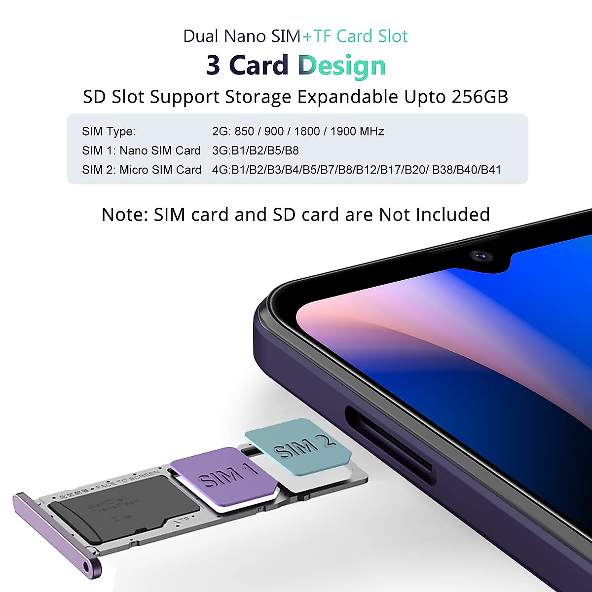 Xgody X18 4G LTE Unlocked Android Phone, 6.3 Inch Cell Phones, Android 10 OS Dual SIM Cheap Smartphone Unlocked, Quad Core 2GB+16GB, Dual 5MP+8MP Camera, 4000mAh Battery, Face ID Smart Phone (Purple)