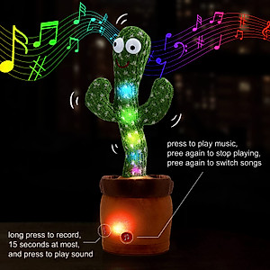Hongsome Talking Cactus Mimicking Toy,Cactus Baby Toy That Repeat What You Say Singing Dancing,Funny Plush Toy Gifts for Babies Boys Girls Kids