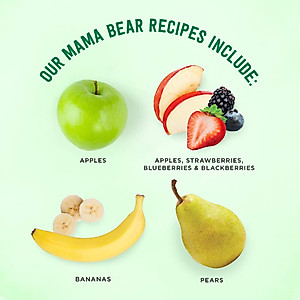 Amazon Brand - Mama Bear Organic Baby Food, Fruit Variety Pack, Apples, Apple Berry Blend, Bananas, Pears, vegetarian, 4 ounce (Pack of 12)