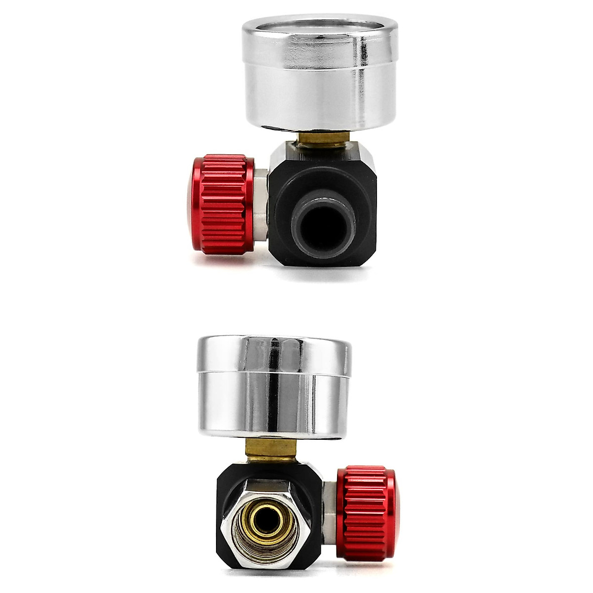 QWORK Air Pressure Regulator Kit, 1/4"-G Spray Paint Gun Air Adjusting Valve Regulator for Air Guns, Spray Guns and Air Tools, Airflow Regulator with Gauge and Adapter