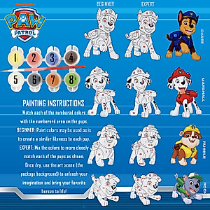 Gift Boutique Paint Your Own Paw Patrol Figurines, Paintable Art Craft Set for Kids Includes Decorating Paw Figures Marshall Rubble Chase and Rocky, 8 Pots of Paint, Paint Brush and Bookmark
