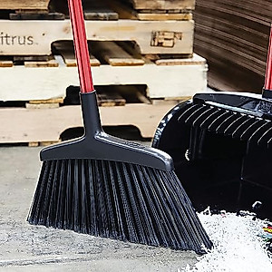 Libman Commercial 997 Wide Commercial Angle Broom, 55" Length, 15" Width, Black/Red (Pack of 6)