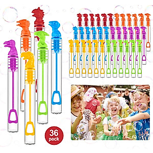 ABSOFINE 36 Pack Mini Dinosaur Bubble Wands, Kids Party Favors Bubble Wand for Birthday Wedding Christmas Themed School Classroom Prizes for Boys & Girls (Dinosaur)