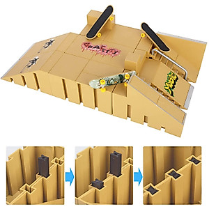 SOWEREAP Fingerboard Skate Park 8 PCS Finger Skateboard Ramp Set Mini Fingerboard Rail Finger Board Training Skateboard Toy Starter Kit