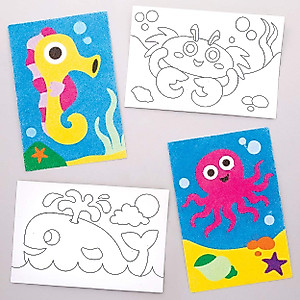 Baker Ross AW378 Sealife Sand Art Pictures (Pack of 8), Assorted