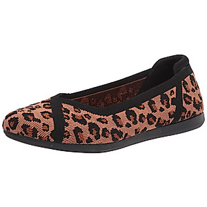 Clarks womens Carly Wish Ballet Flat, Dark Tan/Black Interest Knit, 9.5 Wide US