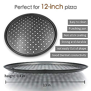 Pizza Pan for Oven, 12 inch Nonstick Pizza Pans, Carbon Steel Pizza Pan with Holes, Pizza Baking Pan for Oven Baking Supplies, for Home Baking Kitchen Oven Restaurant