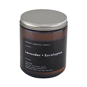 SunSest Scented Candle - for Home and Gifts - Lavender & Eucalyptus - 100% Natural Soy Wax and Pure Essential Oils - Women and Men Candles - Long Lasting- Stress Relief