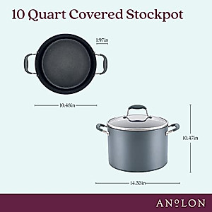Anolon Advanced Home Hard-Anodized Nonstick Open Stock Cookware (10 Qt Stock Pot, Moonstone)