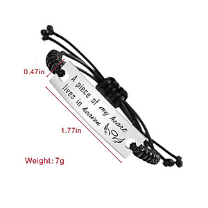 SOUSYOKYO A Piece of My Heart Lives In Heaven Bracelet Bereavement Gifts for Loss of Dad Mom Son Daughter, Widowed Mother Father