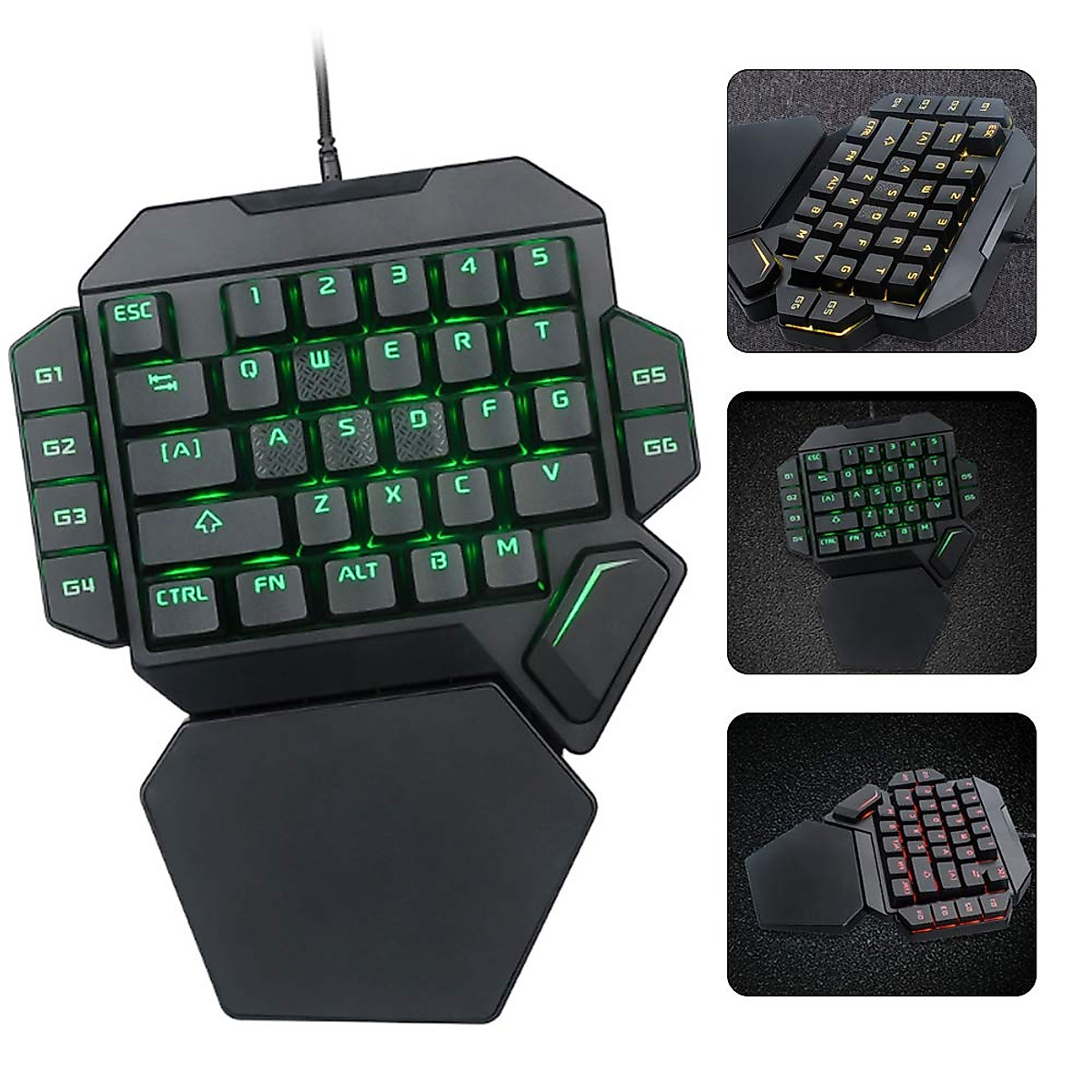 fasient Keyboard, Black Driver-Free One-Handed 35 Keys with Macro Definition Function Portable Gaming Keyboard, for Win 2000/Win XP/Win ME/Vista/Win7/Win8/WIN10