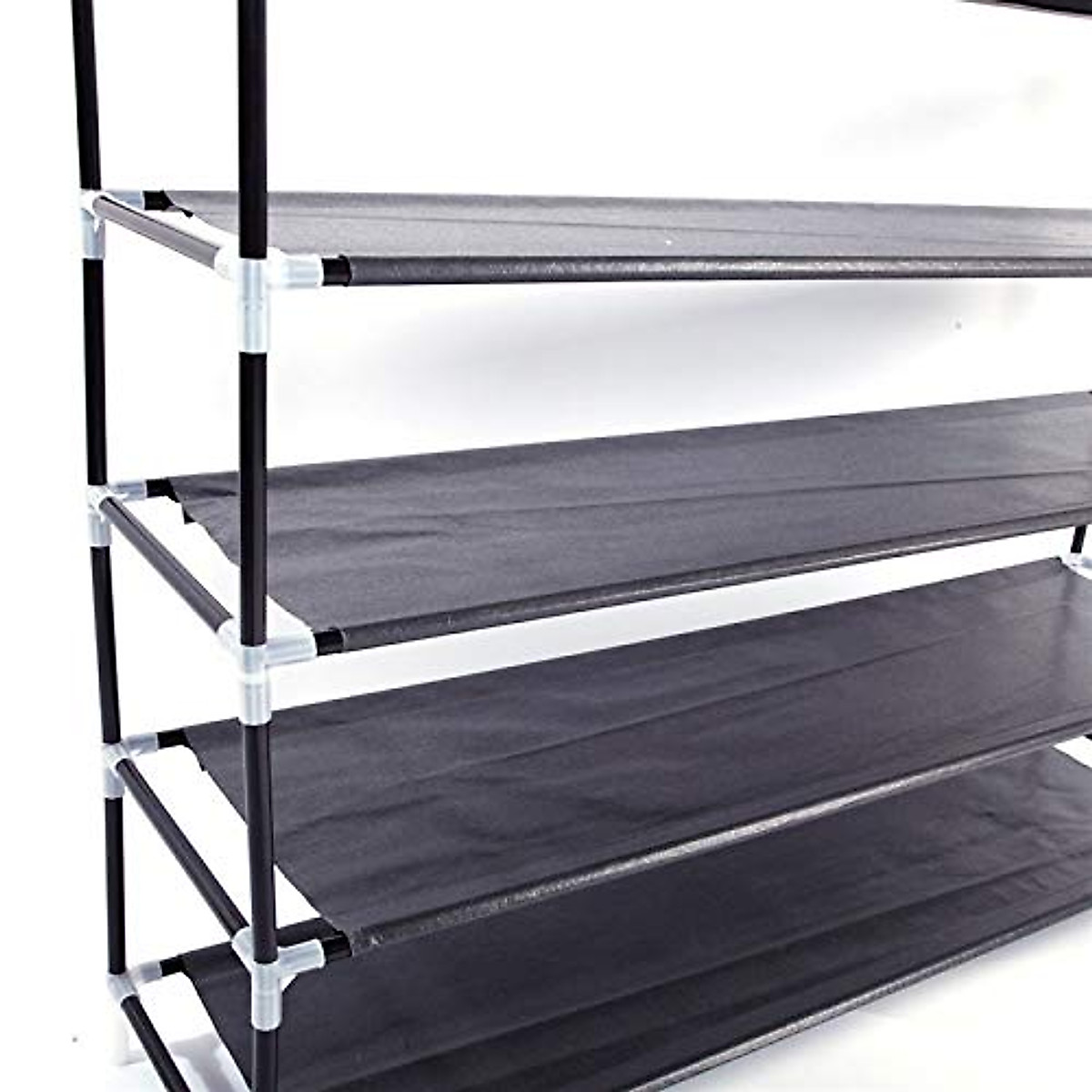 Deuxff Shoe Rack,100cm Ultra Large Capacity Storage Storage Organizer,Metal Frame, Non-Woven Fabric, for Living Room, Hallway (Black, 5-Tier)