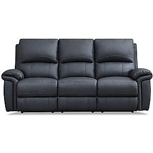 Hydeline Monica Top Grain Leather Power Zero Gravity Reclining Sofa Couch, 86", Midnight Gray, Memory Foam, Pocket Coils and Control Panel