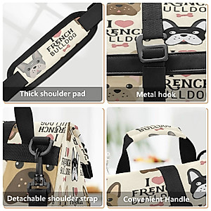 Lunch Bag Cooler Bag Thermal Insulated Men Women Travel School Work Cute French Bulldog Portable Beach Shoulder Strap